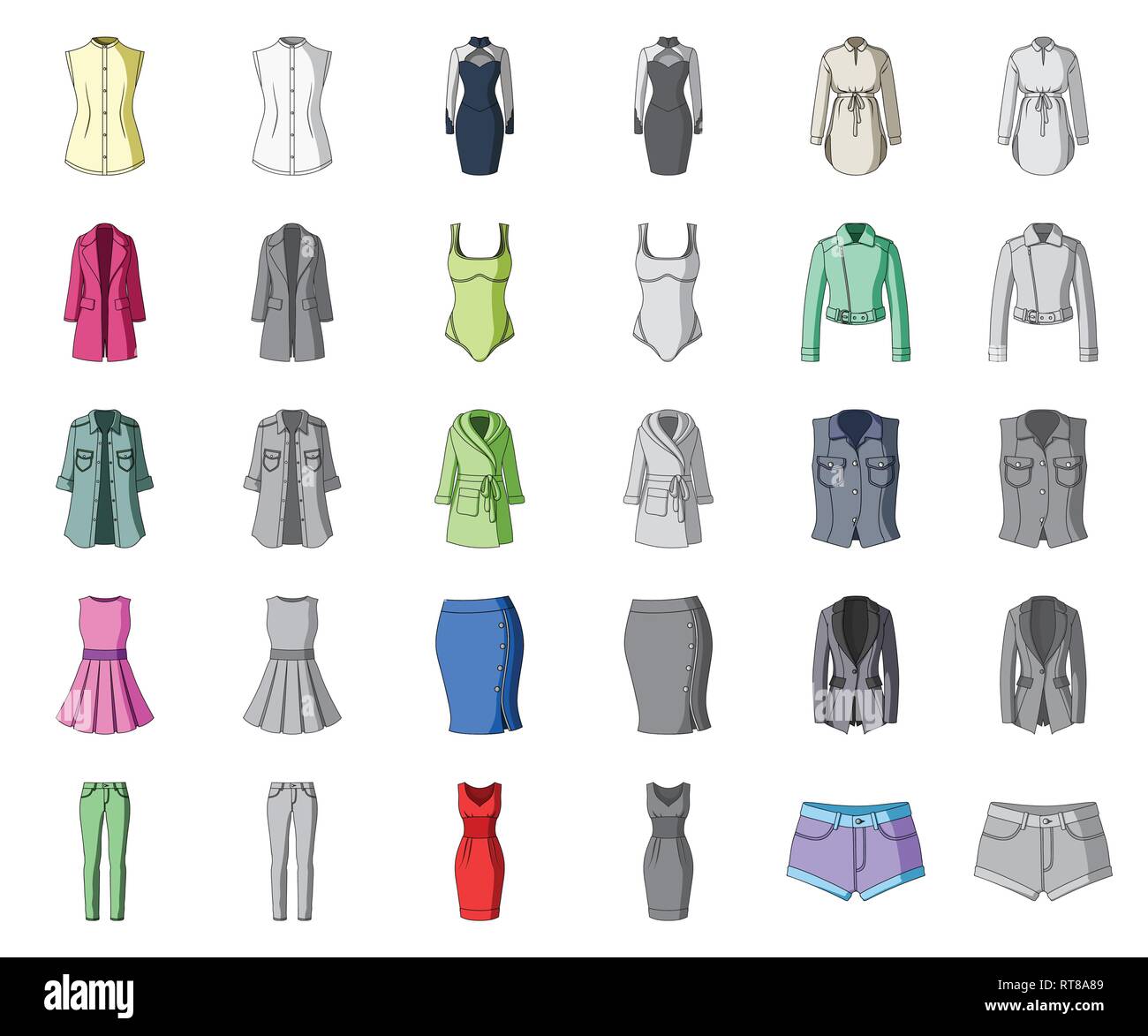 Women Clothing cartoon,monochrom icons in set collection for design ...