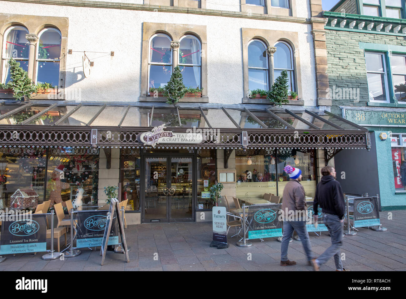 Keswick town centre and coffee shop, Lake District,Cumbria,England ...