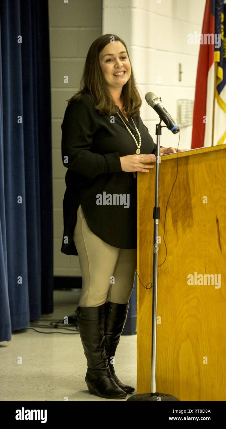 Page Highsmith, the Swansboro Elementary School principal, speaks ...