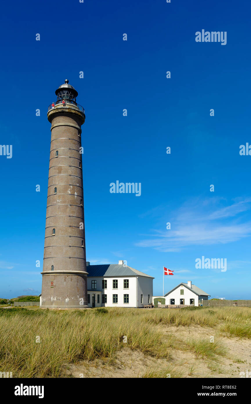 Denmark, Jutland, Skagen, Grenen, grey lighthouse Stock Photo - Alamy