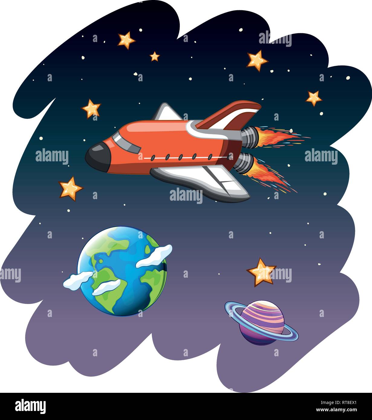 Rocketship in space scene illustration Stock Vector Image & Art - Alamy