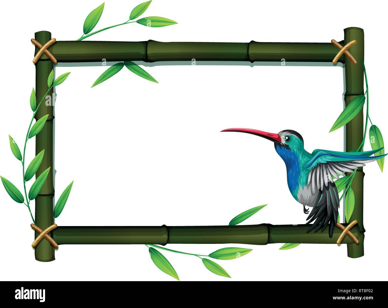 A bird on bamboo border illustration Stock Vector Image & Art - Alamy