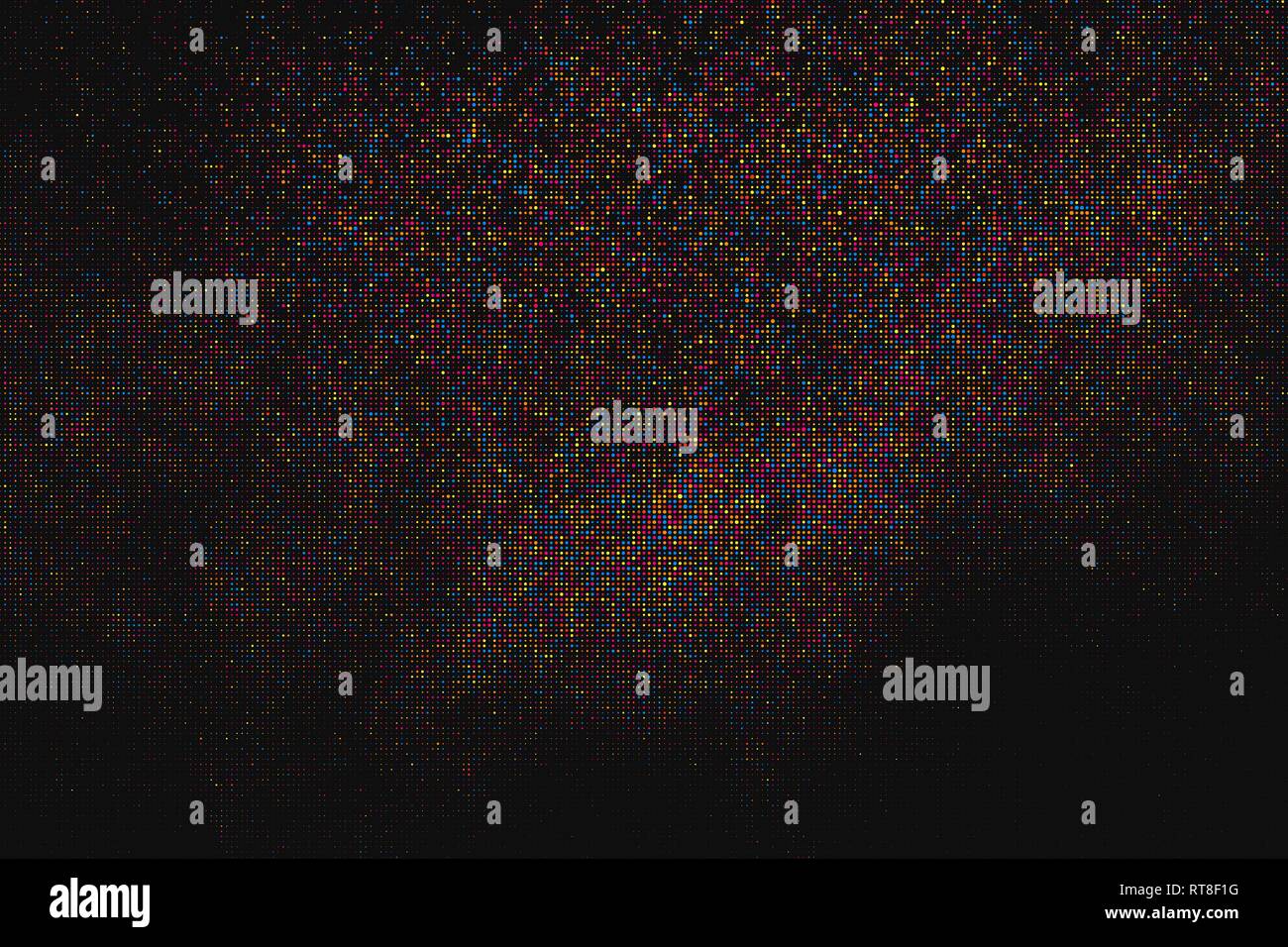 Colored Halftone Texture On Black Background. Fade Explosion Of ...