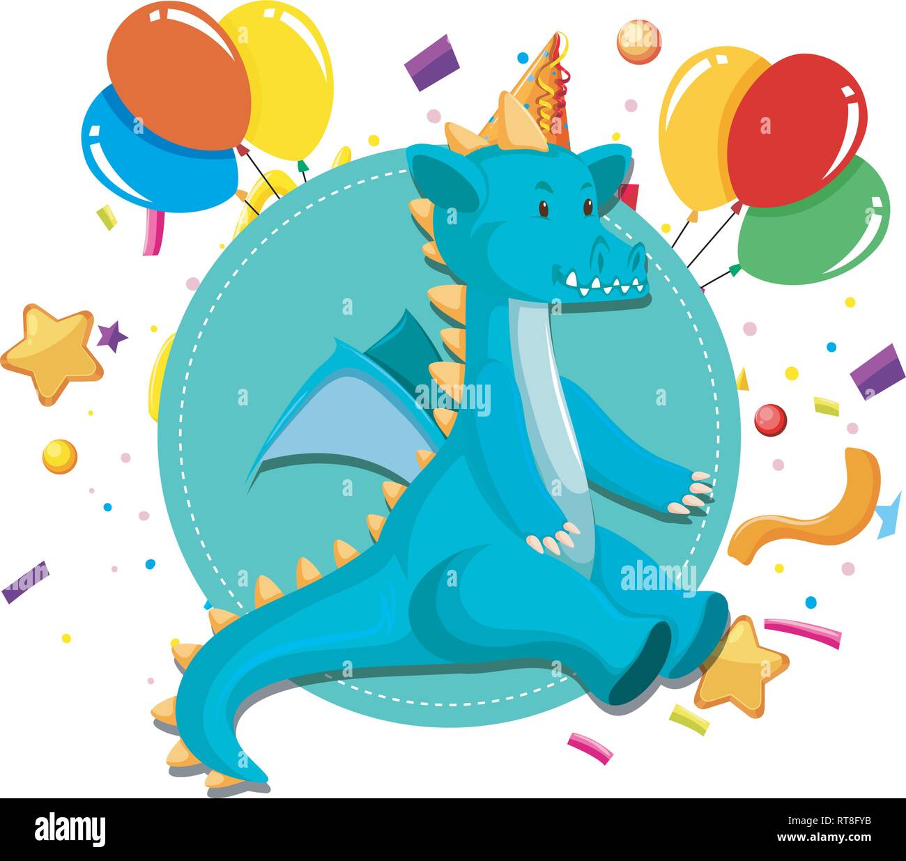 Cute dragon party concept illustration Stock Vector Image & Art - Alamy