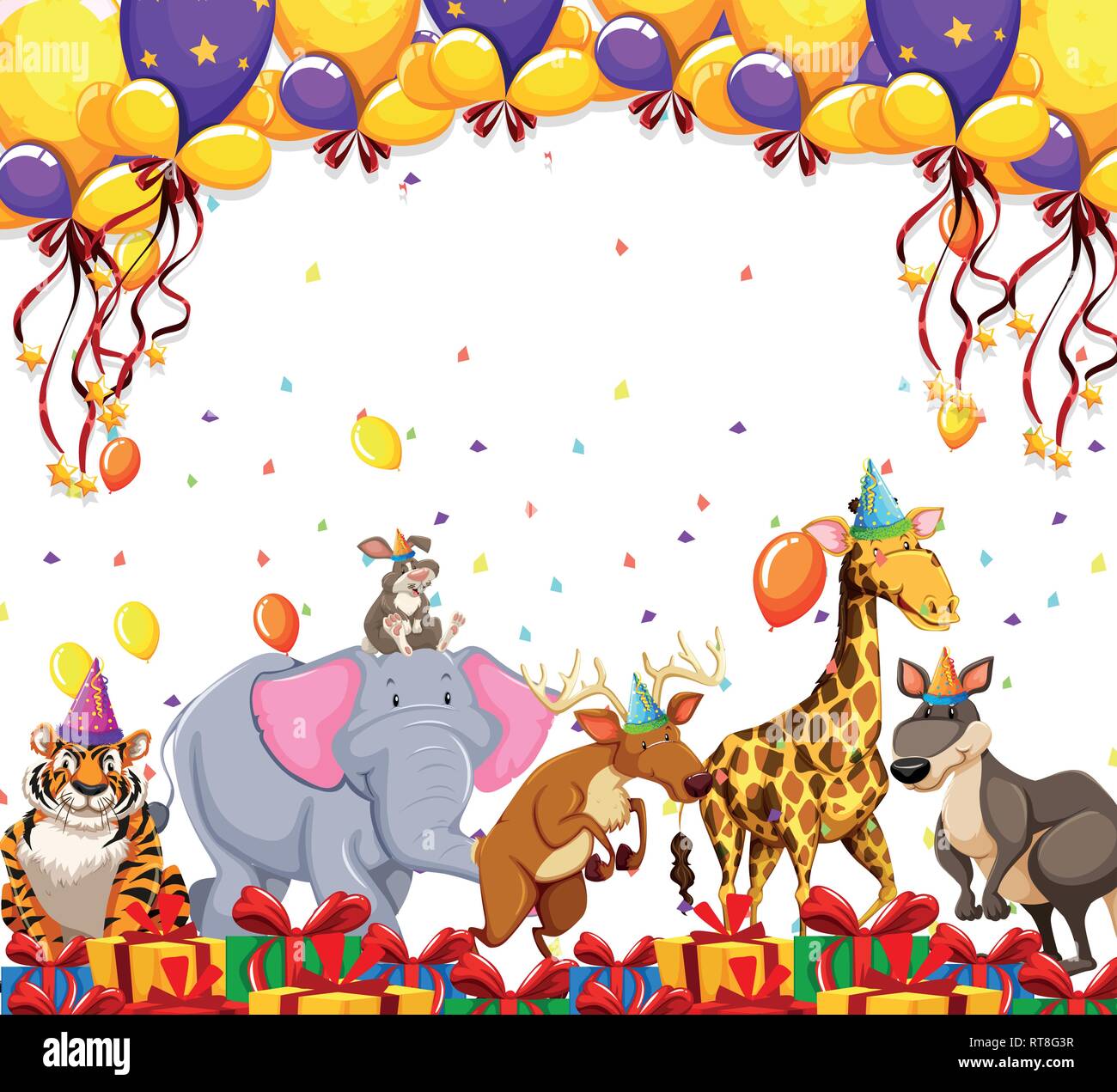 Animal party celebration concept illustration Stock Vector Image & Art ...