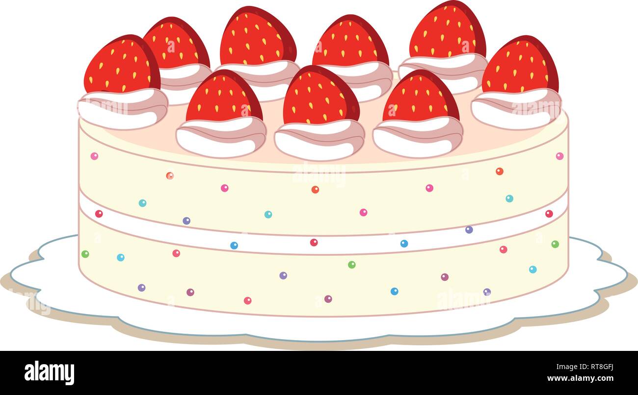 An isolated strawberry cake illustration Stock Vector Image & Art - Alamy