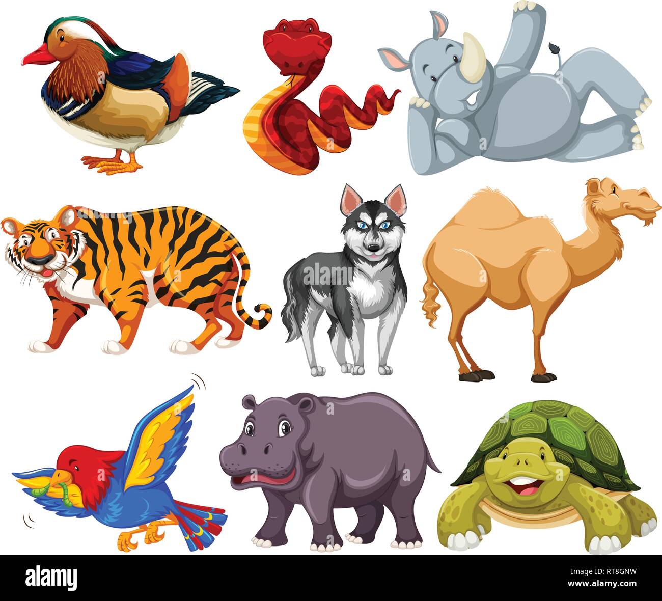 Set of different animal character illustration Stock Vector Image & Art ...