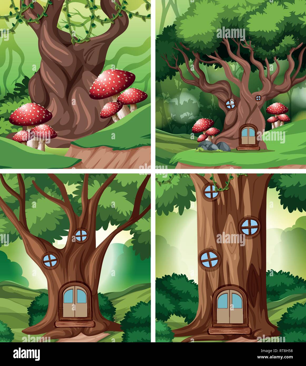 Door in the forest Stock Vector Images - Alamy