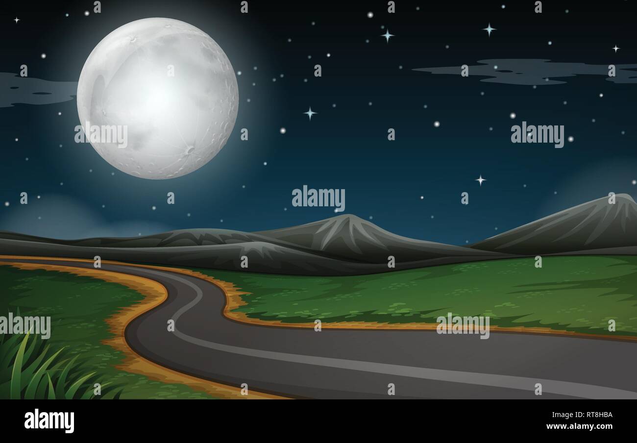 A nature road night scene illustration Stock Vector Image & Art - Alamy