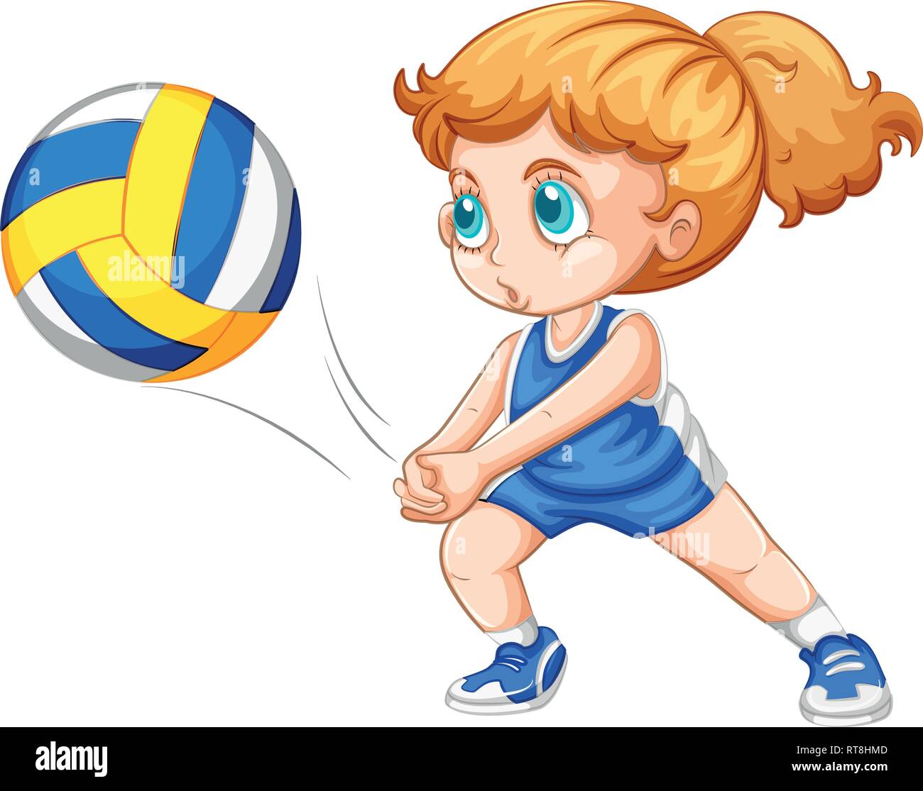 Young girl playing volleyball illustration Stock Vector Image & Art - Alamy
