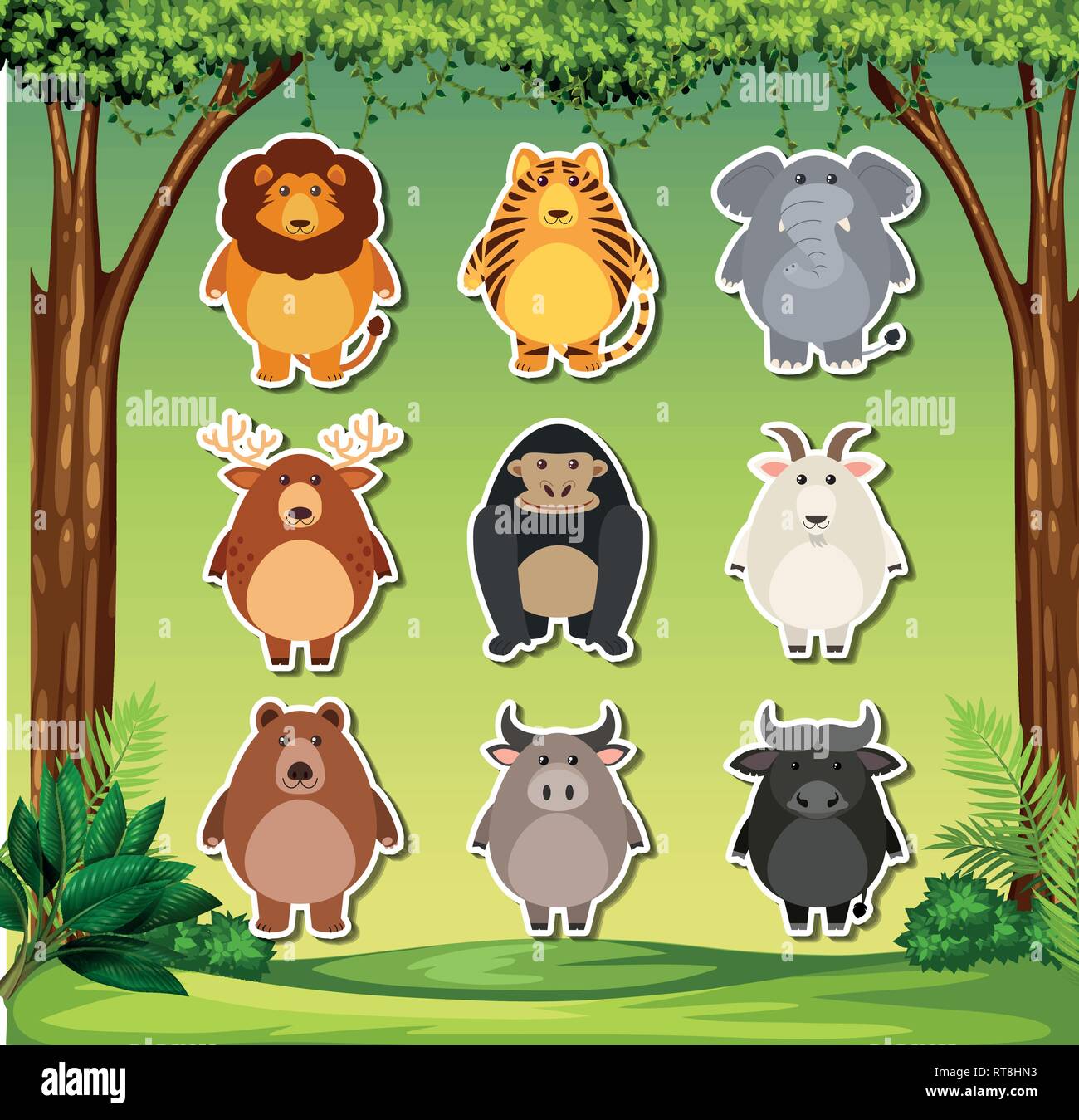 Set of animal sticker illustration Stock Vector Image & Art - Alamy