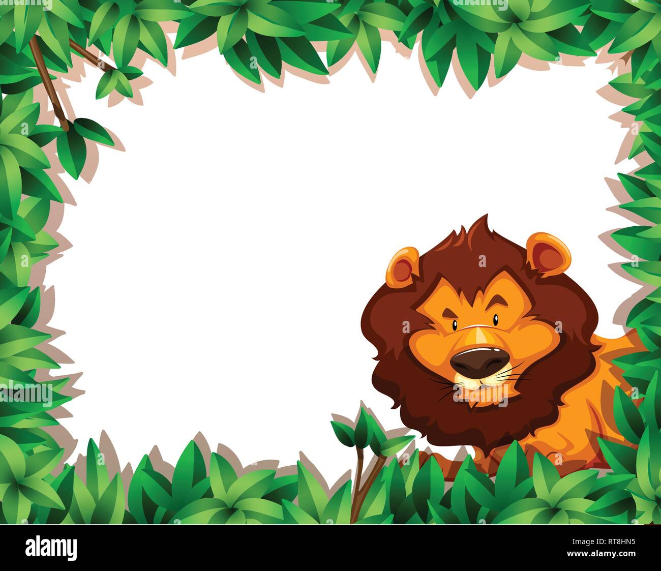A lion on nature frame illustration Stock Vector Image & Art - Alamy
