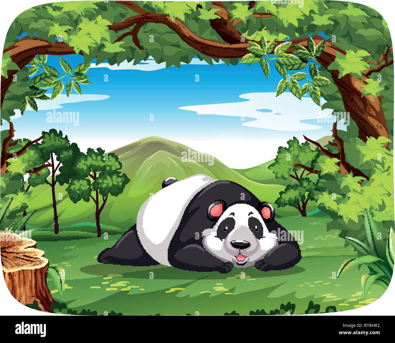 Panda in wood scene illustration Stock Vector Image & Art - Alamy