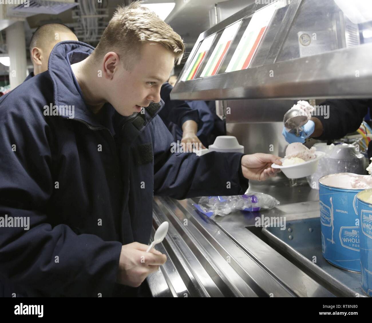 ATLANTIC OCEAN (Jan. 28, 2019) Sailors aboard the Nimitz-class aircraft ...