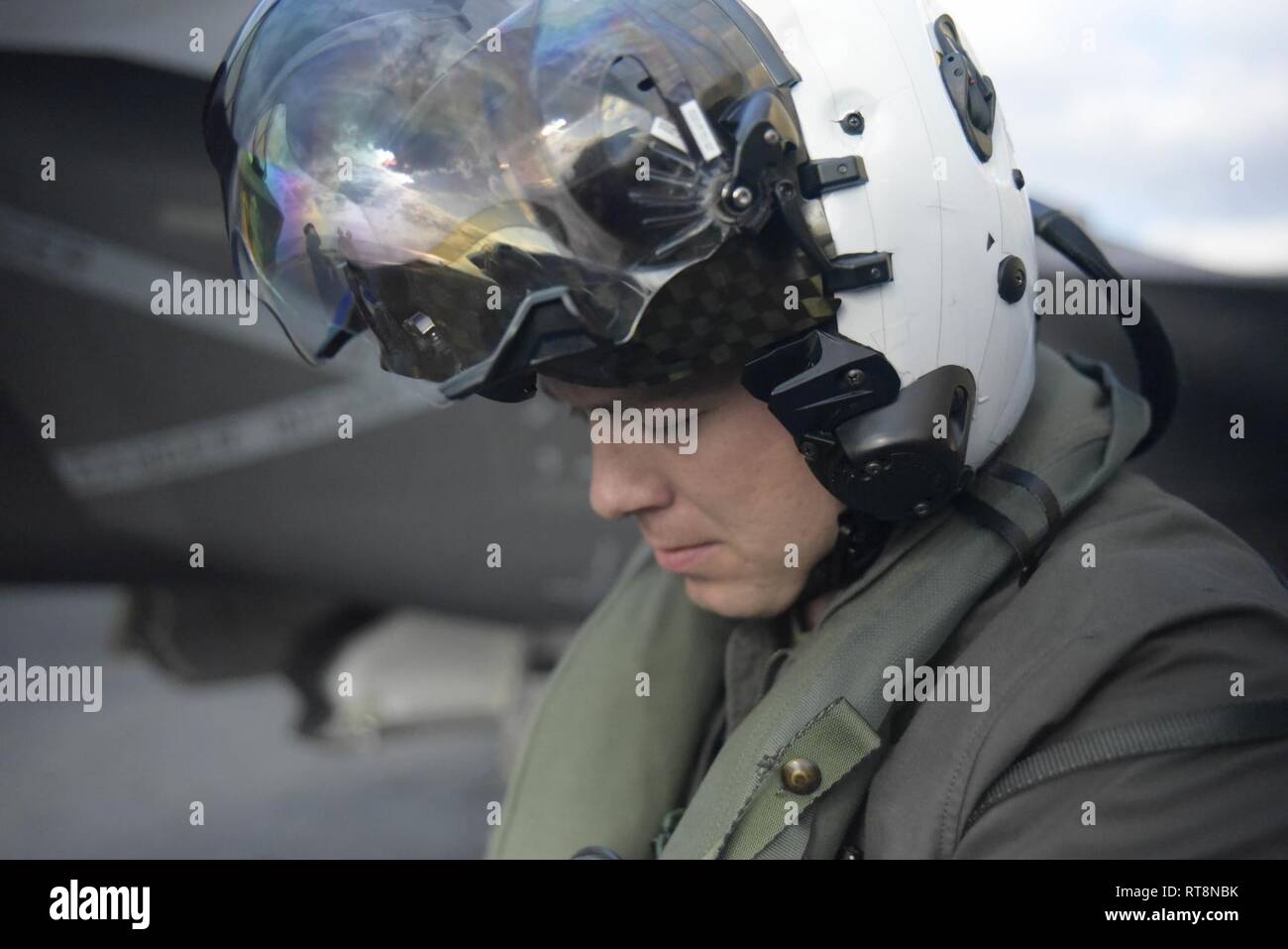 PHILIPPINE SEA (Jan. 29, 2019) - Marine Capt. Robert Reddy prepares to ...