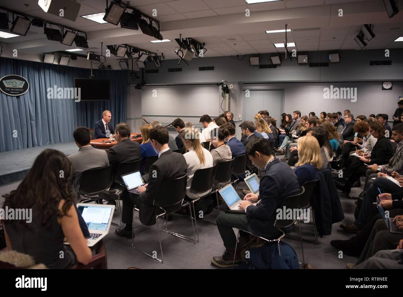 Acting U.S. Secretary of Defense Patrick M. Shanahan speaks to ...
