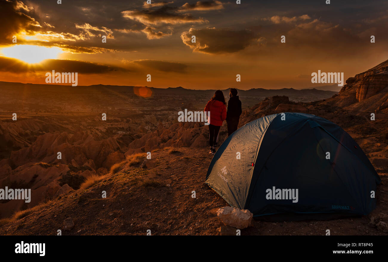 Sunset in the Red valley of Cappadocia Stock Photo - Alamy