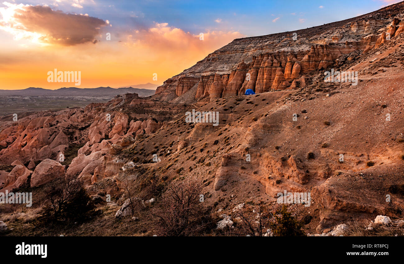 Sunset in the Red valley of Cappadocia Stock Photo - Alamy