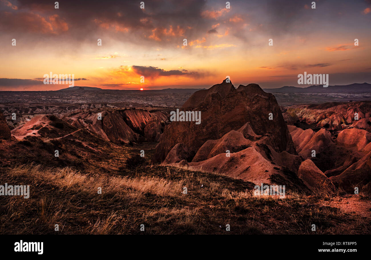 Sunset in the Red valley of Cappadocia Stock Photo - Alamy