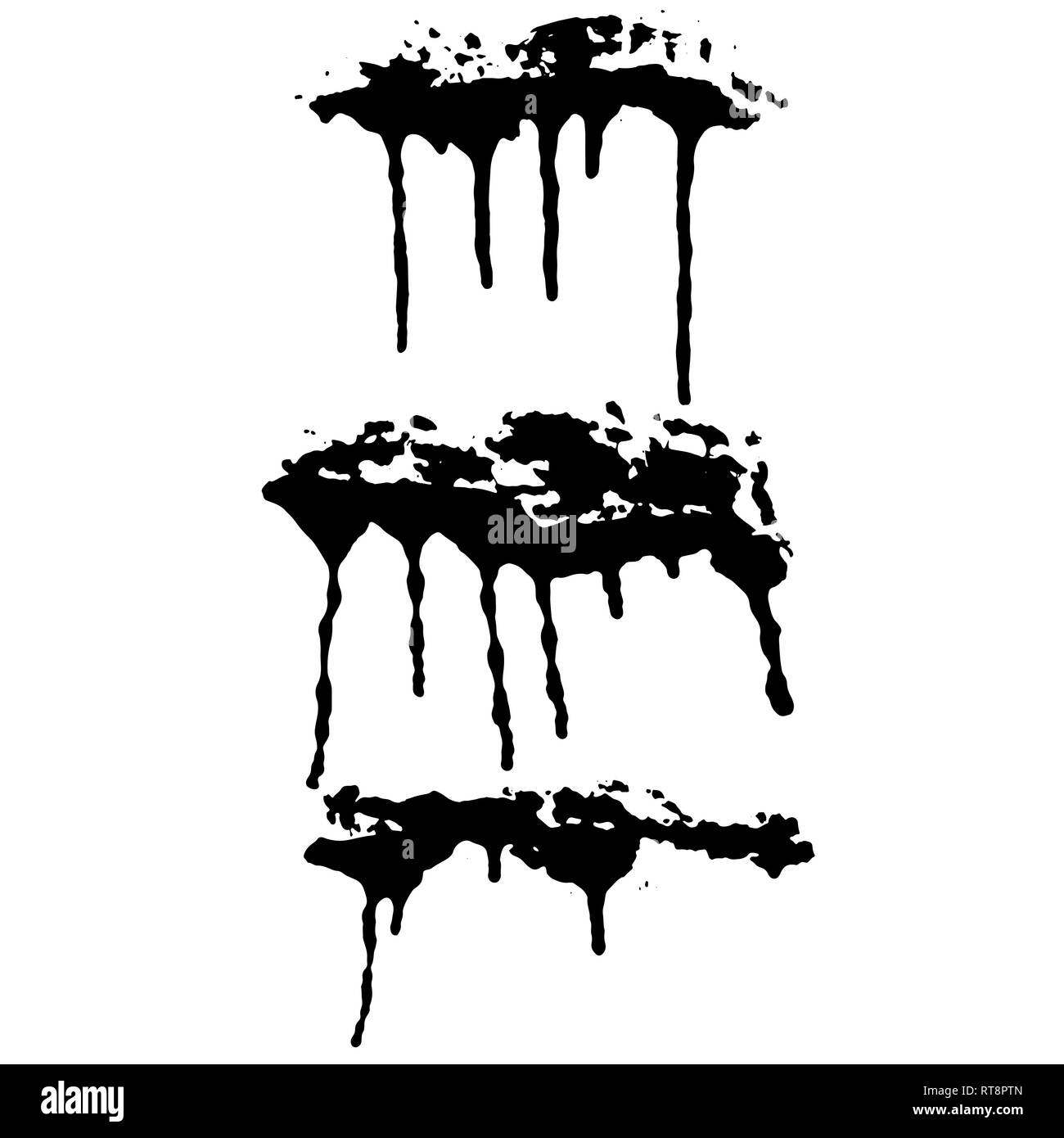 Spray drips banners set. Grunge hand drawn vector illustration Stock ...