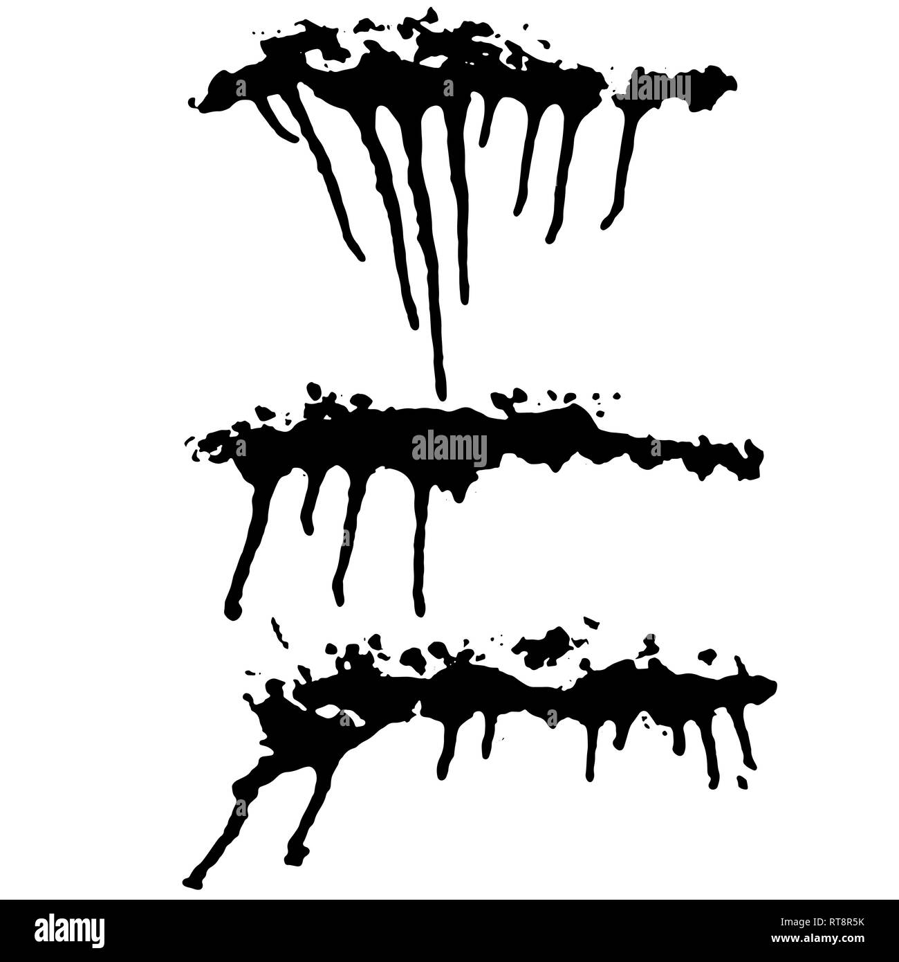 Spray drips banners set. Grunge hand drawn vector illustration Stock ...