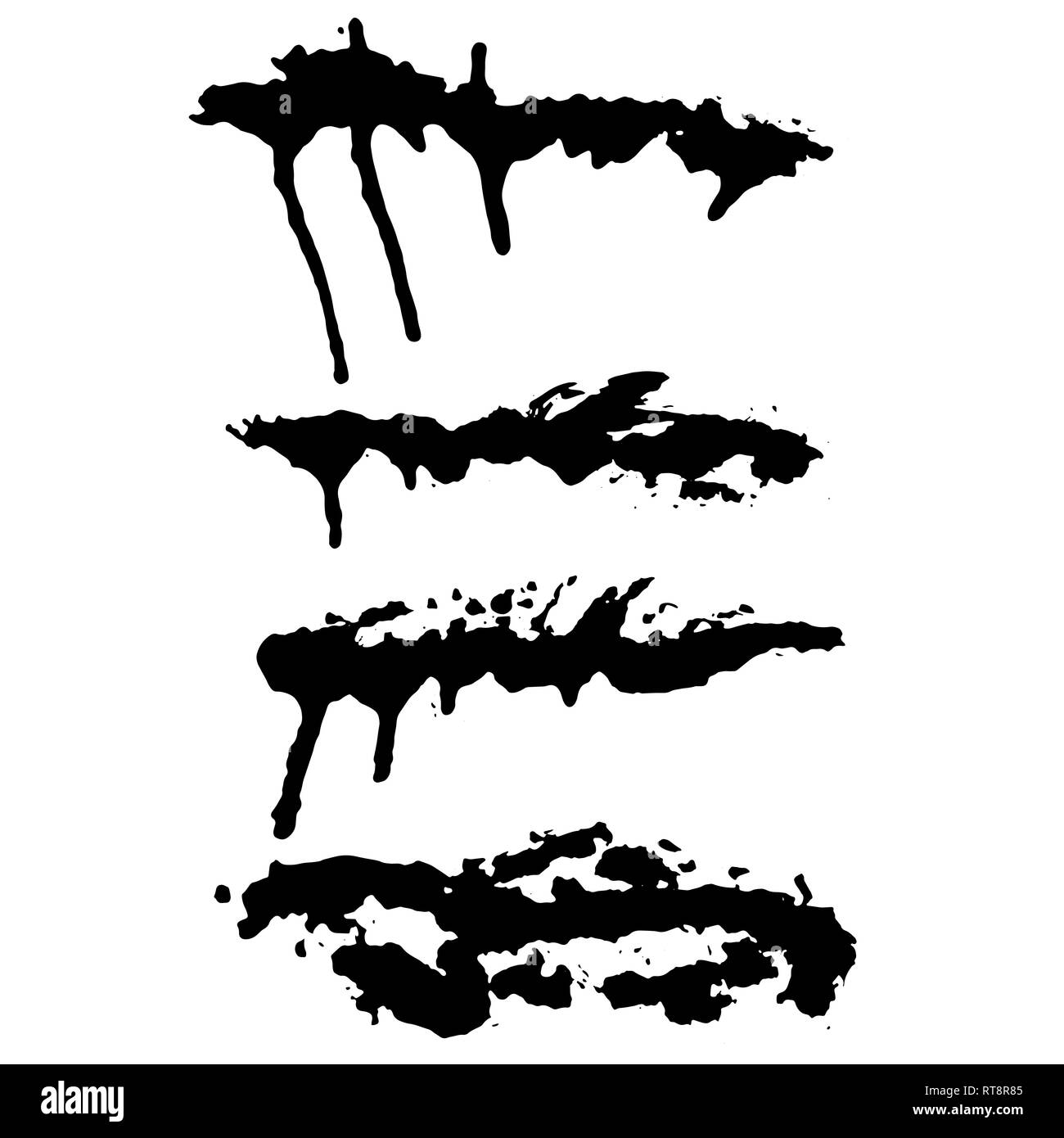 Spray drips banners set. Grunge hand drawn vector illustration Stock ...