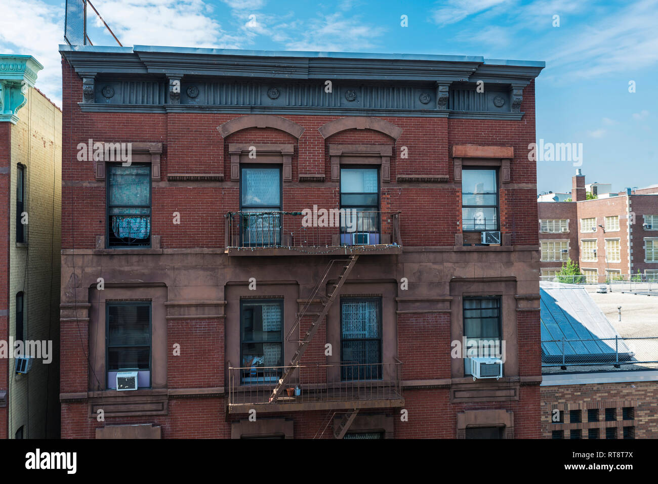 Old typical houses in the Harlem neighborhood in Manhattan, New York ...