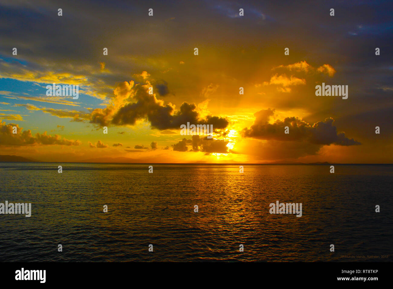 Red sunset on sea great barrier reef adventure travel australia Stock ...