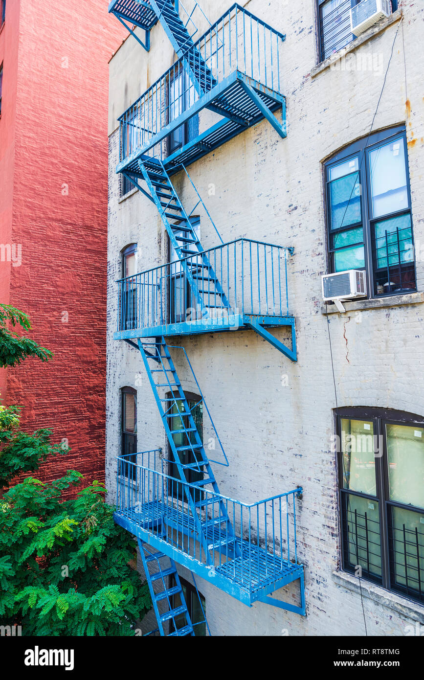 Backyard of old typical houses in the Harlem neighborhood in Manhattan ...