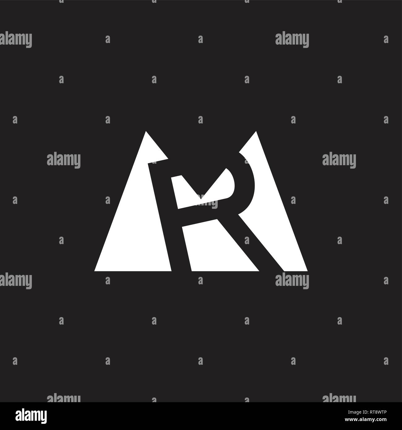 letters mr simple negative space triangle geometric logo Stock Vector ...