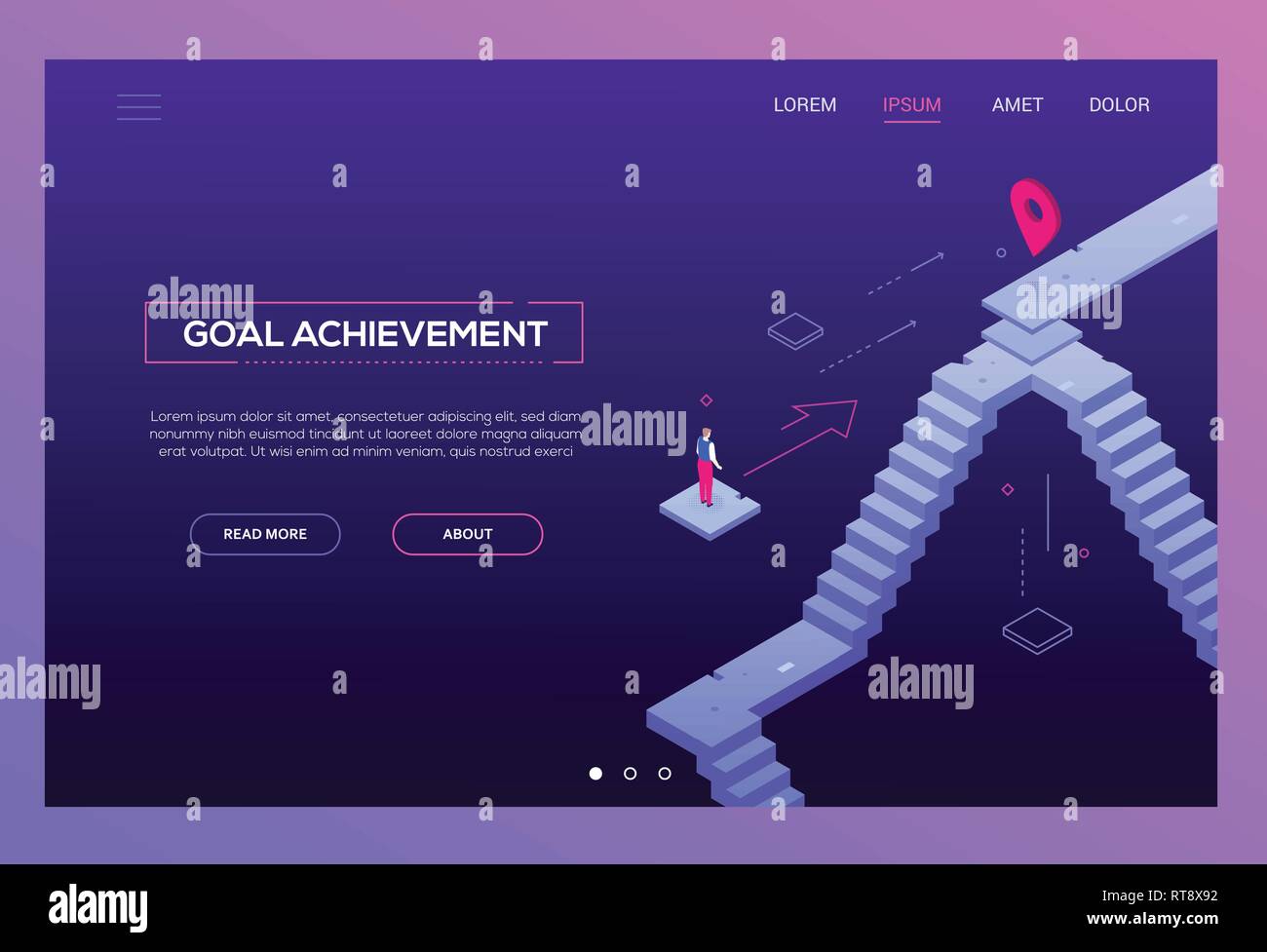 Goal achievement - modern isometric vector website header Stock Vector ...