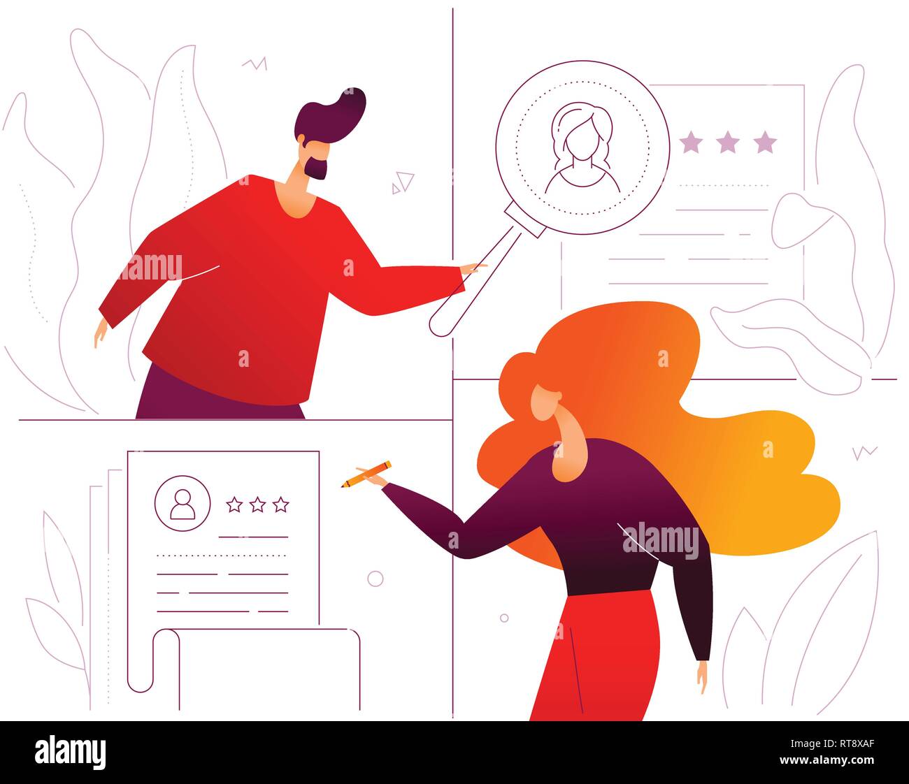 HR management - flat design style colorful illustration Stock Vector ...