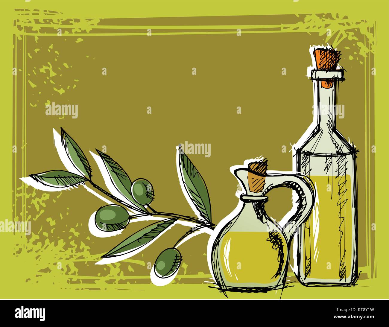 Bottle oil olives tree Stock Vector Images - Alamy