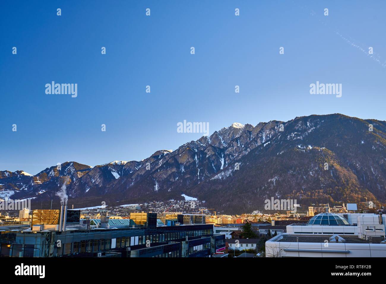 The City of Chur in the Alps of Switzerland at the border with Italy ...