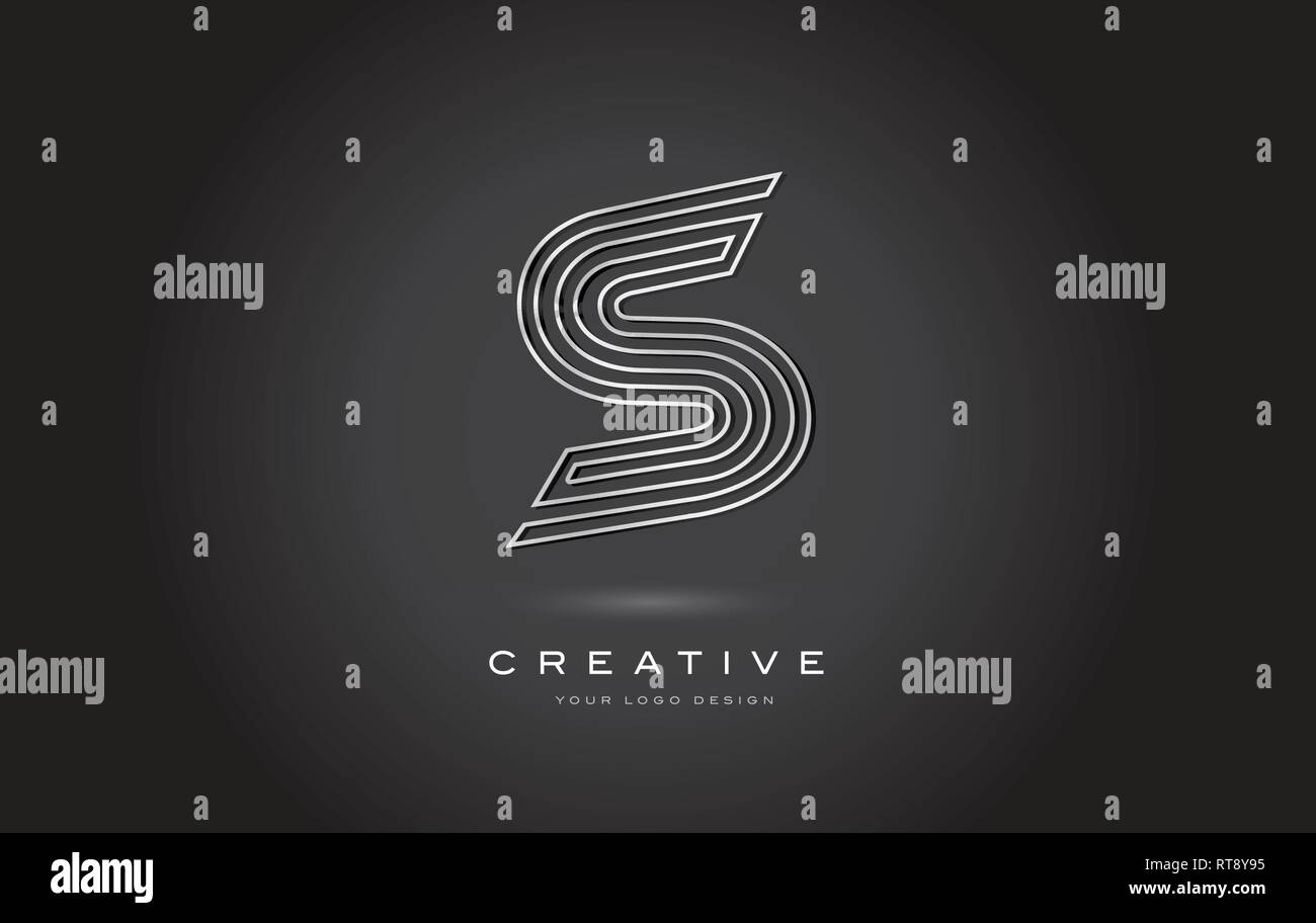 S Silver Steel Letter Monogram Logo Design. Modern S Metal Icon With ...