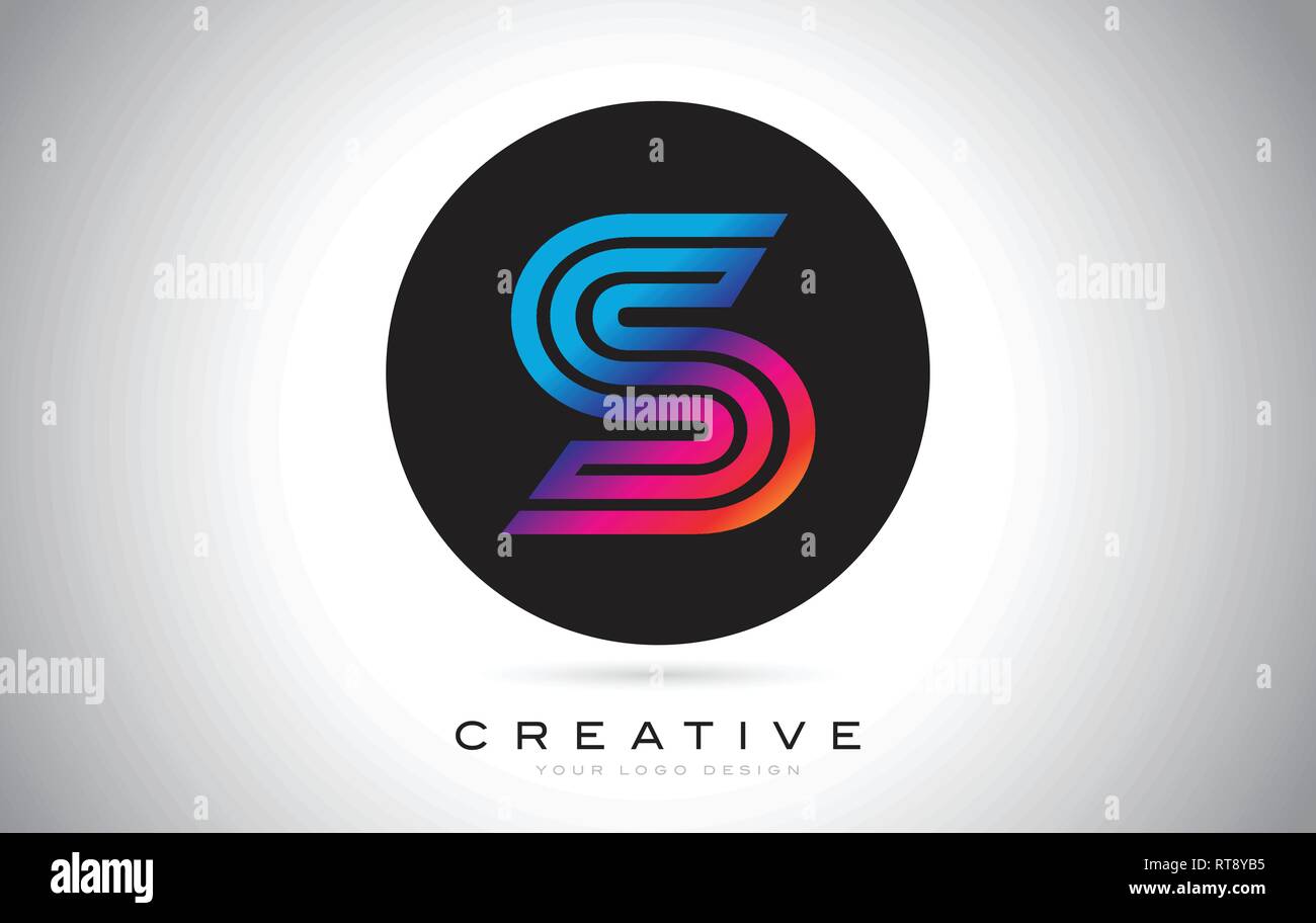 S Letter Blue Purple Monogram Logo Design. Colorful Vibrant Modern S ...