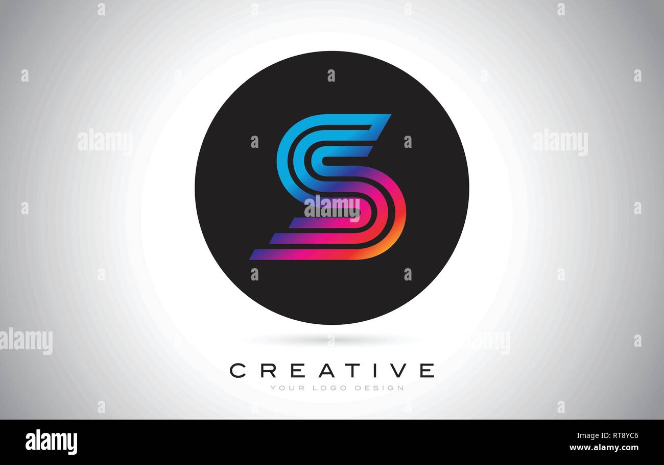 S Letter Blue Purple Monogram Logo Design. Colorful Vibrant Modern S ...