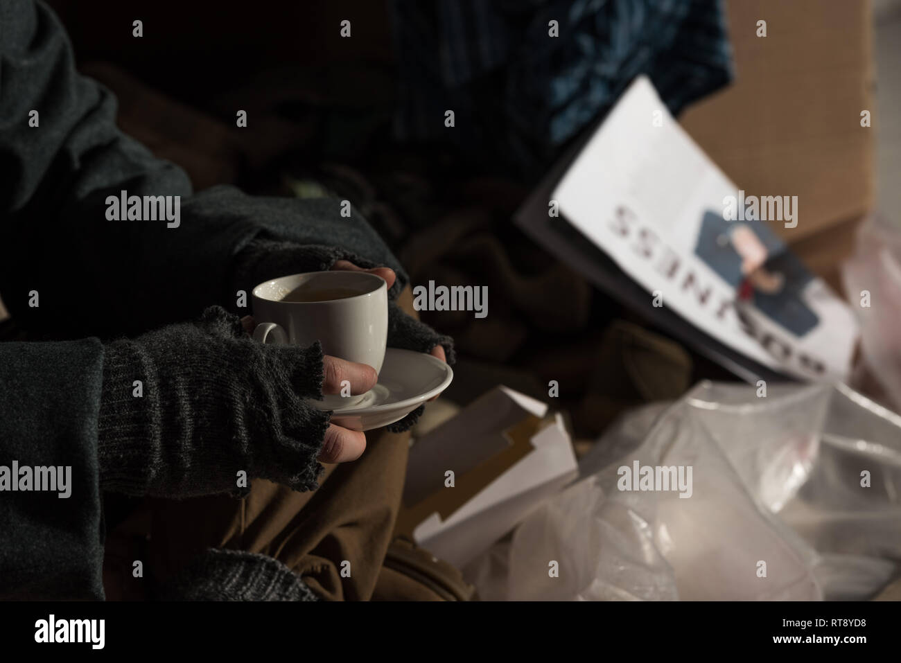 Homeless Holding Cup High Resolution Stock Photography and Images - Alamy