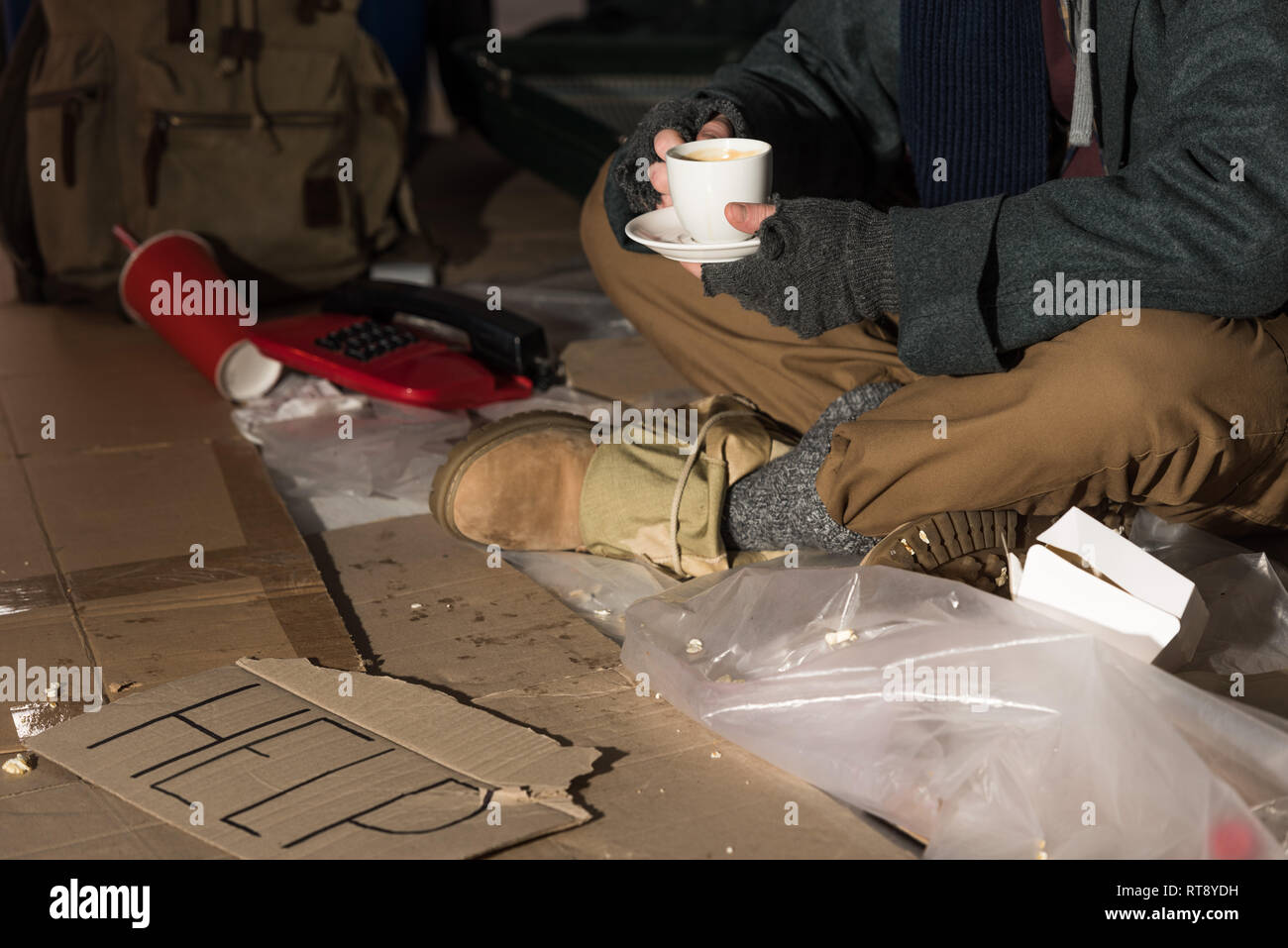 Homeless person coffee hi-res stock photography and images - Alamy