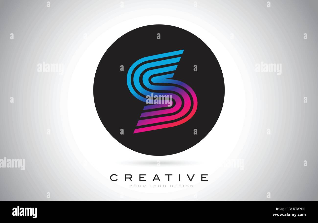 S Letter Blue Purple Monogram Logo Design. Colorful Vibrant Modern S ...
