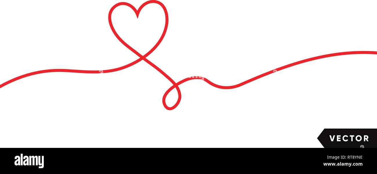 Continuous one line drawing of red heart isolated on white background ...