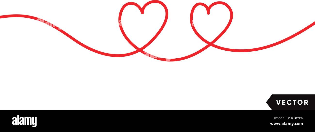Continuous one line drawing of red heart isolated on white background ...