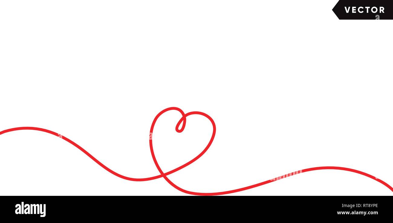 Continuous one line drawing of red heart isolated on white background ...