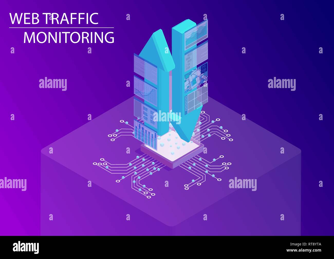 Web traffic monitoring concept. 3d isometric vector illustration with ...
