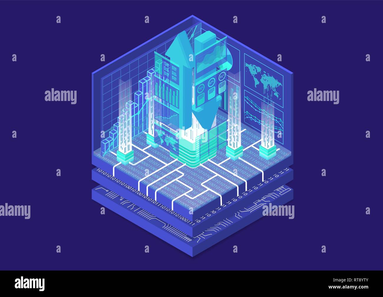 Web traffic monitoring concept with symbol of floating upload and ...