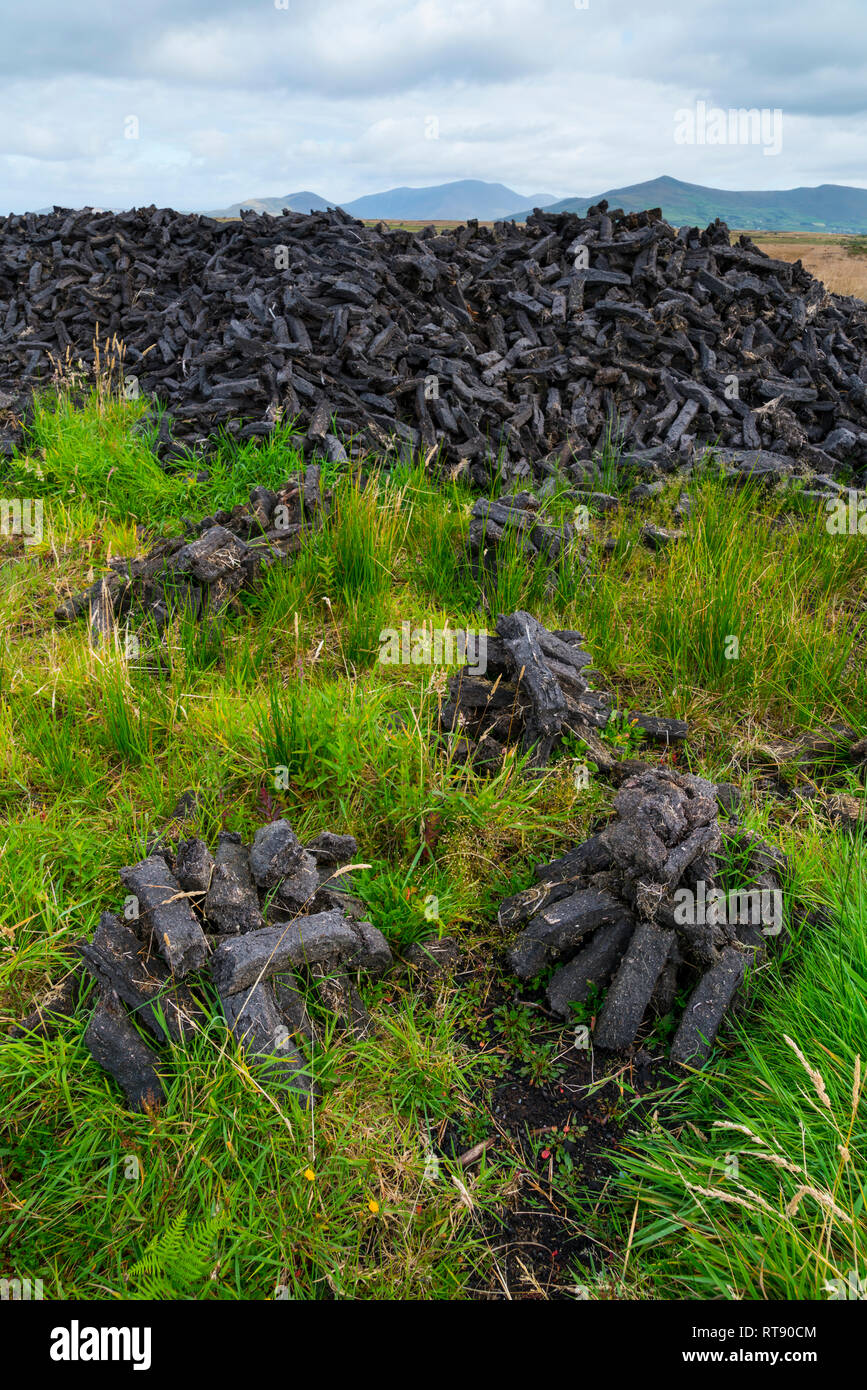 Peat extraction, Iveragh Peninsula, County Kerry, Ireland, Europe Stock ...