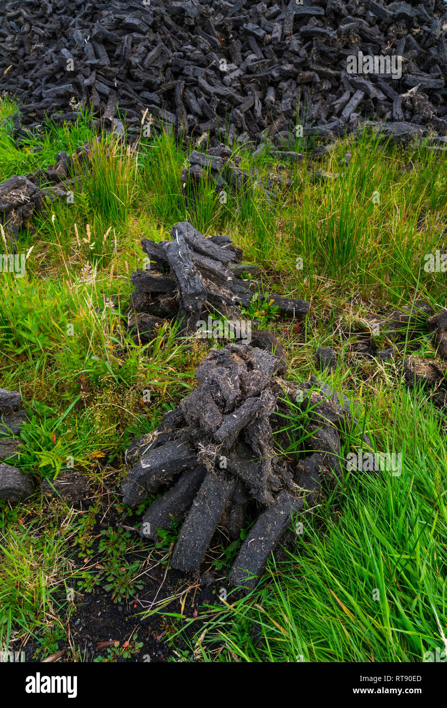 Peat extraction, Iveragh Peninsula, County Kerry, Ireland, Europe Stock ...