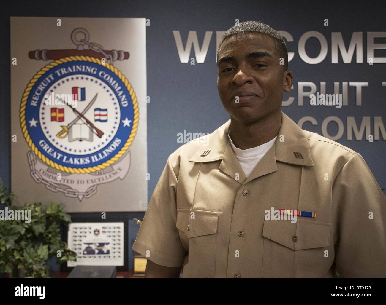 GREAT LAKES, Ill. (Jan. 25, 2019) Seaman Adrian McMillan poses for a ...