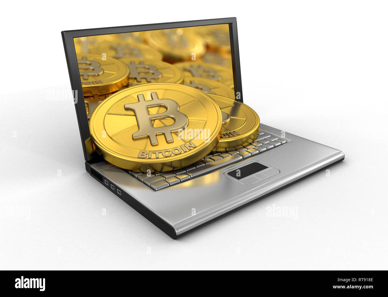Laptop and Bitcoin. Image with clipping path Stock Photo - Alamy