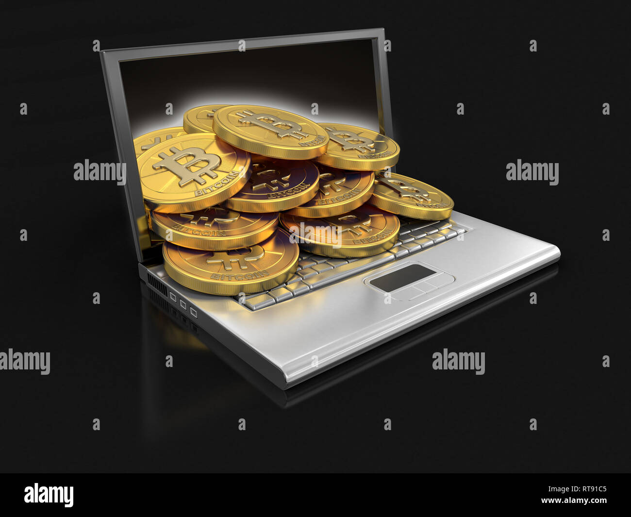 Laptop and Bitcoin. Image with clipping path Stock Photo - Alamy